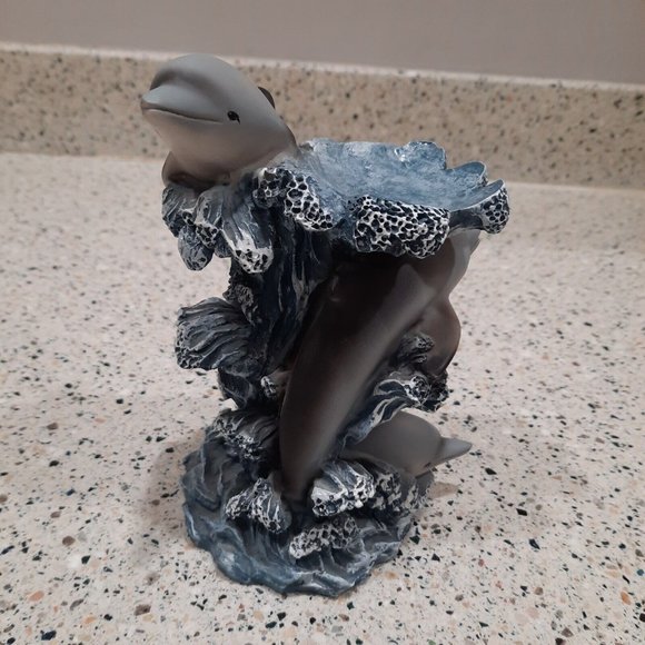Accents | Trio Of Dolphins On The Waves Candle Holder Resin Figurine 7 ...